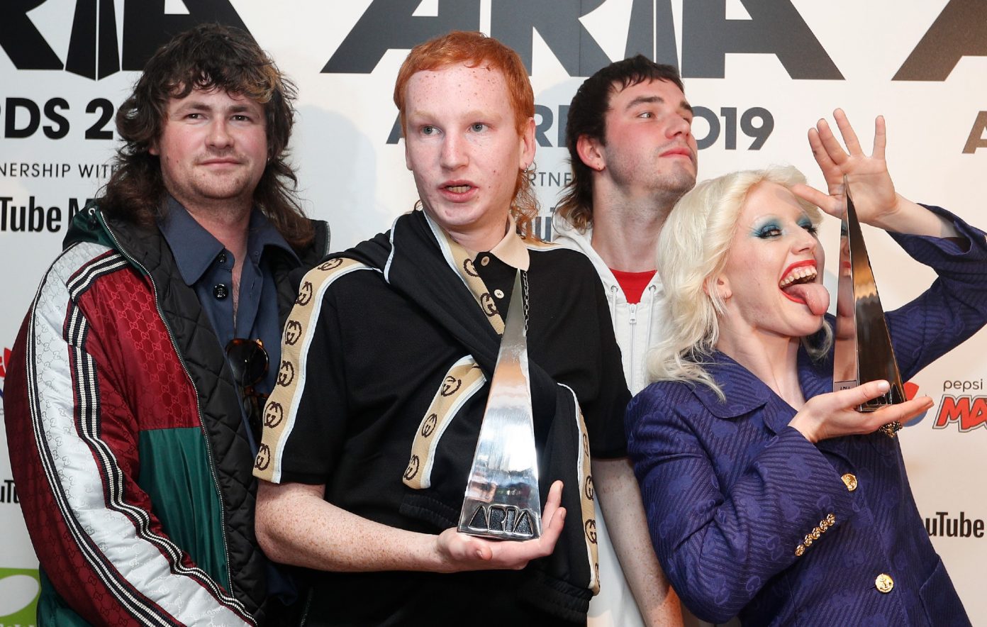 Watch Amyl and the Sniffers turn an ARIA award look-alike into a bong